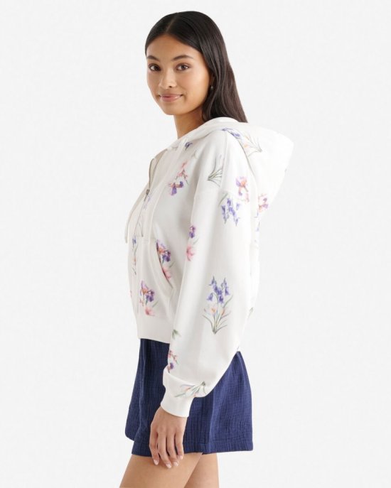 Roots Cooper Floral Full Zip Hoodie - COCONUT WHITE , Roots Canada Shop ...